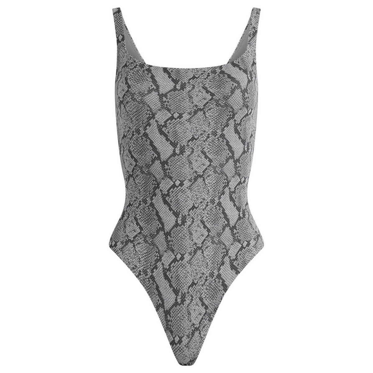 SKIMS Women's Fits Everybody Square Neck Bodysuit in Shadow Snake Print ...