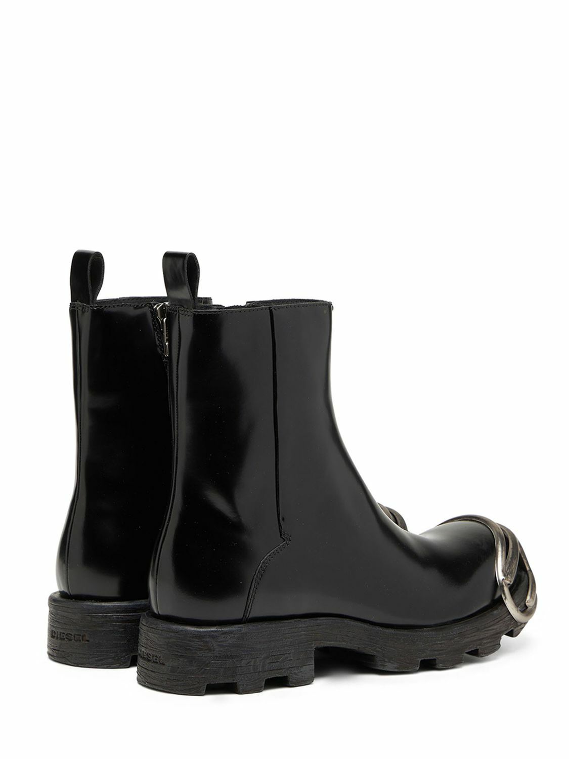 DIESEL - Oval-d Leather Combat Boots Diesel