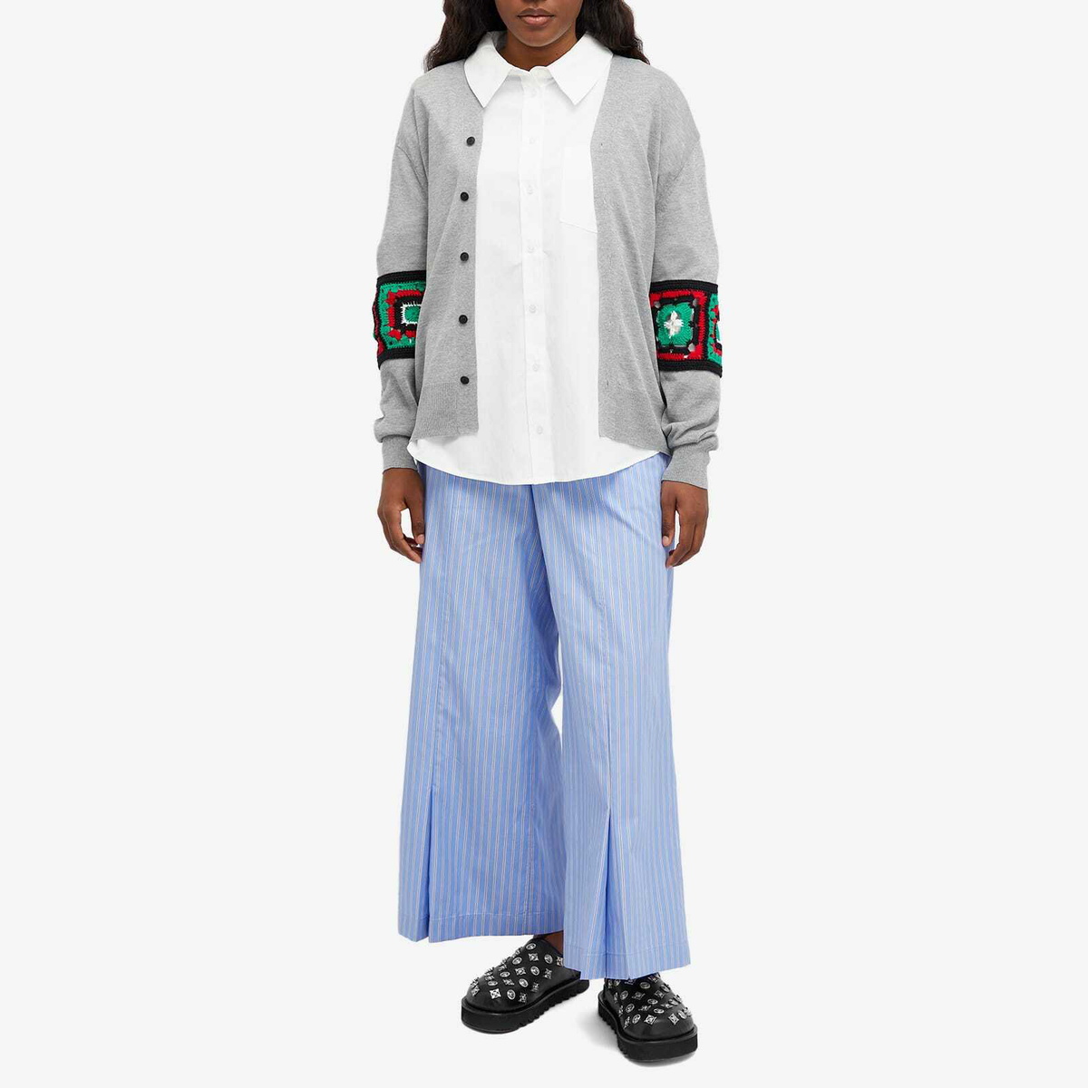 TOGA Women's Crochet Knit Cardigan in Grey Toga Pulla