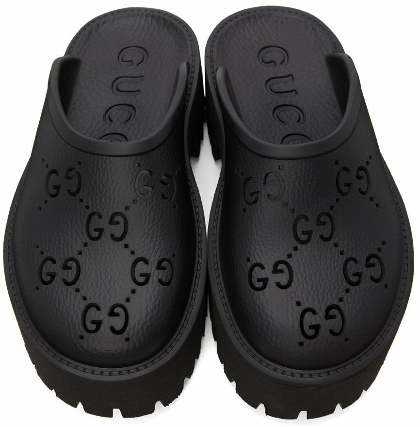 Gucci Black Platform Perforated G Sandal Gucci