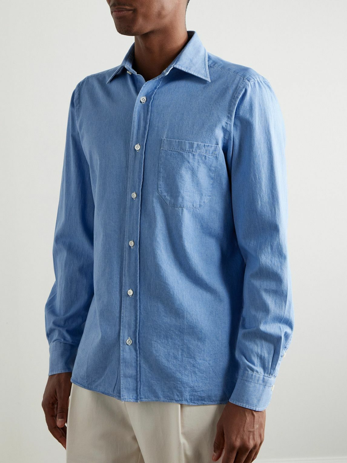 Rubinacci - Cotton-Chambray Shirt - Blue Rubinacci
