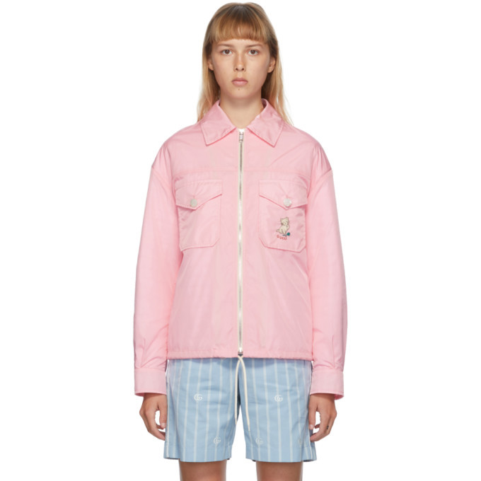 Gucci Pink Embroidered Kitten Jacket Gucci