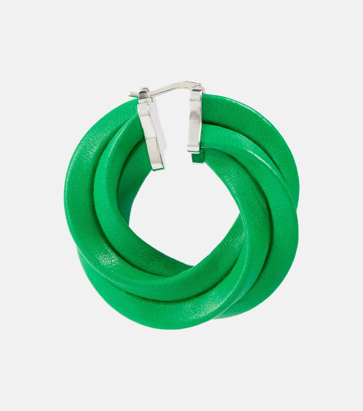 Bottega Veneta - Twist sterling silver and leather hoop earrings ...