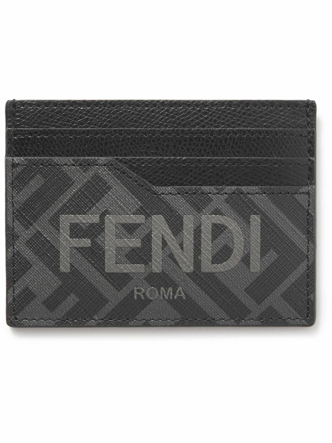 Fendi - Logo-Print Coated-Canvas and Leather Cardholder Fendi