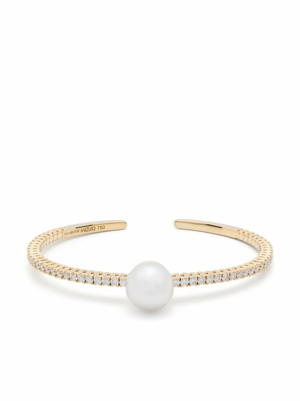 Mizuki 18K Yellow Gold Akoya Pearl And Diamond Cuff Bracelet Mizuki