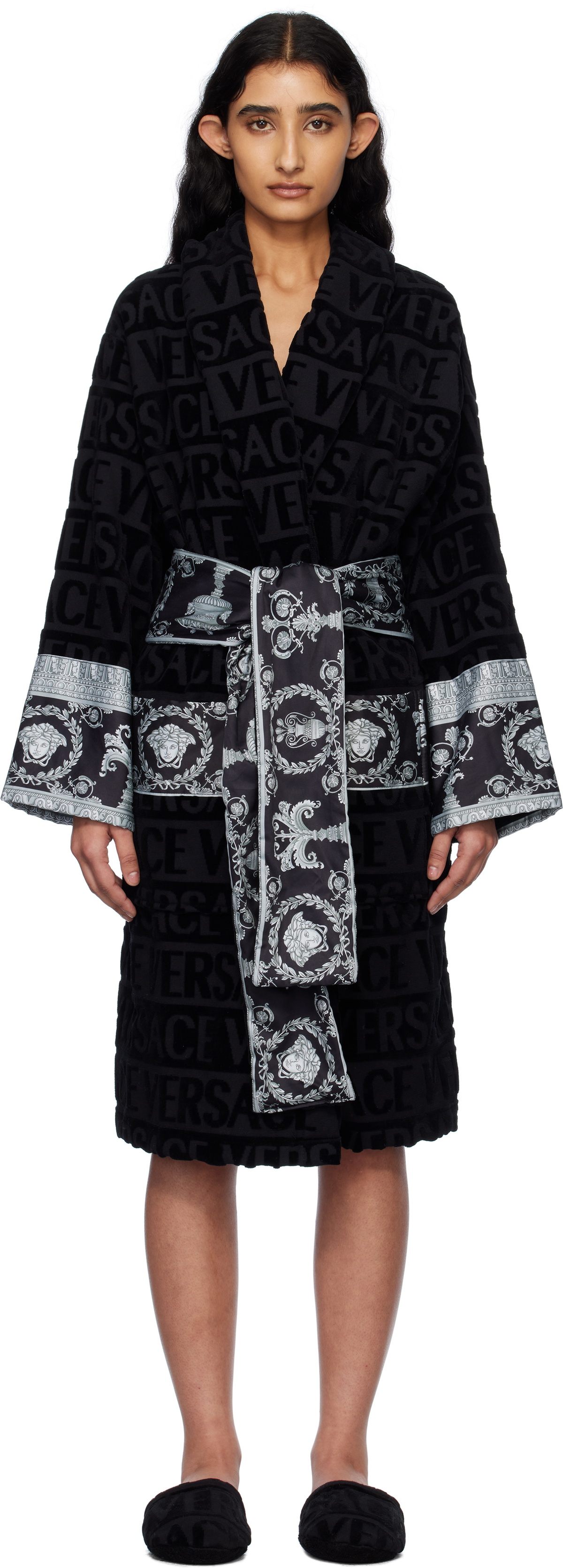 Versace Underwear Black 'I Heart Baroque' Bathrobe Versace Underwear