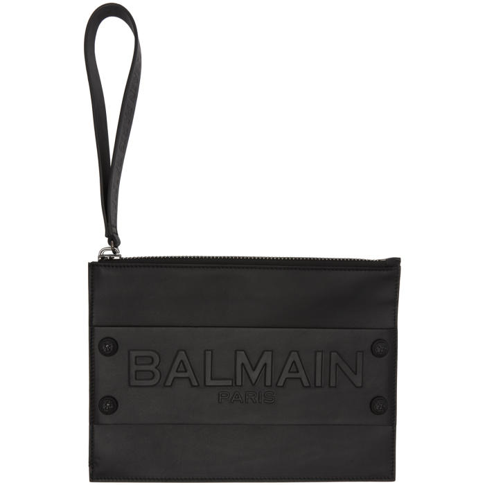Balmain Black Mini Logo Pouch Balmain
