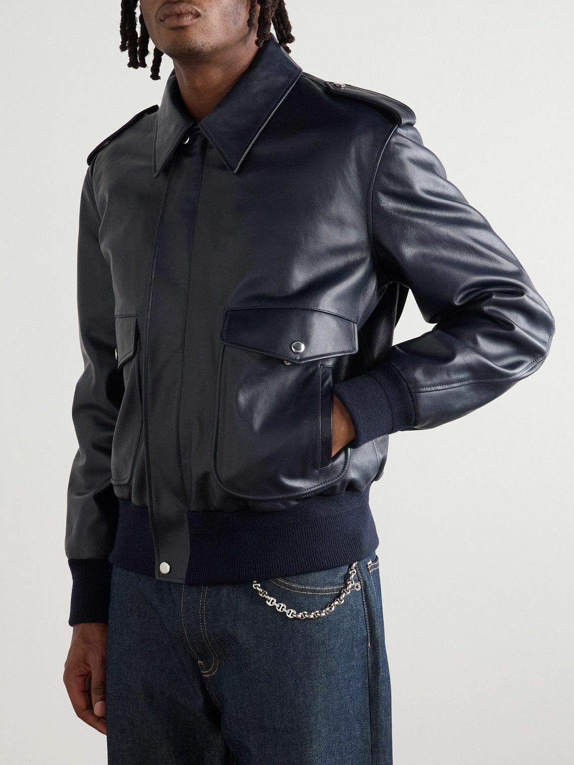 Givenchy - Leather Bomber Jacket - Blue Givenchy