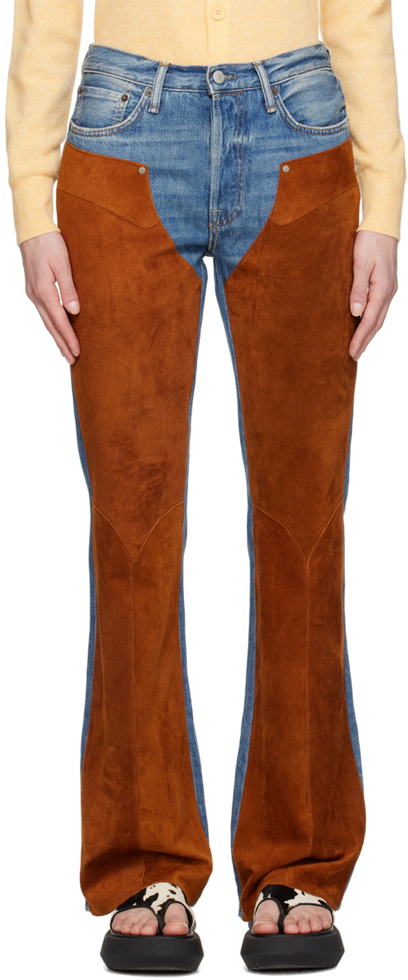 Acne Studios Blue Paneled Leather Pants Acne Studios