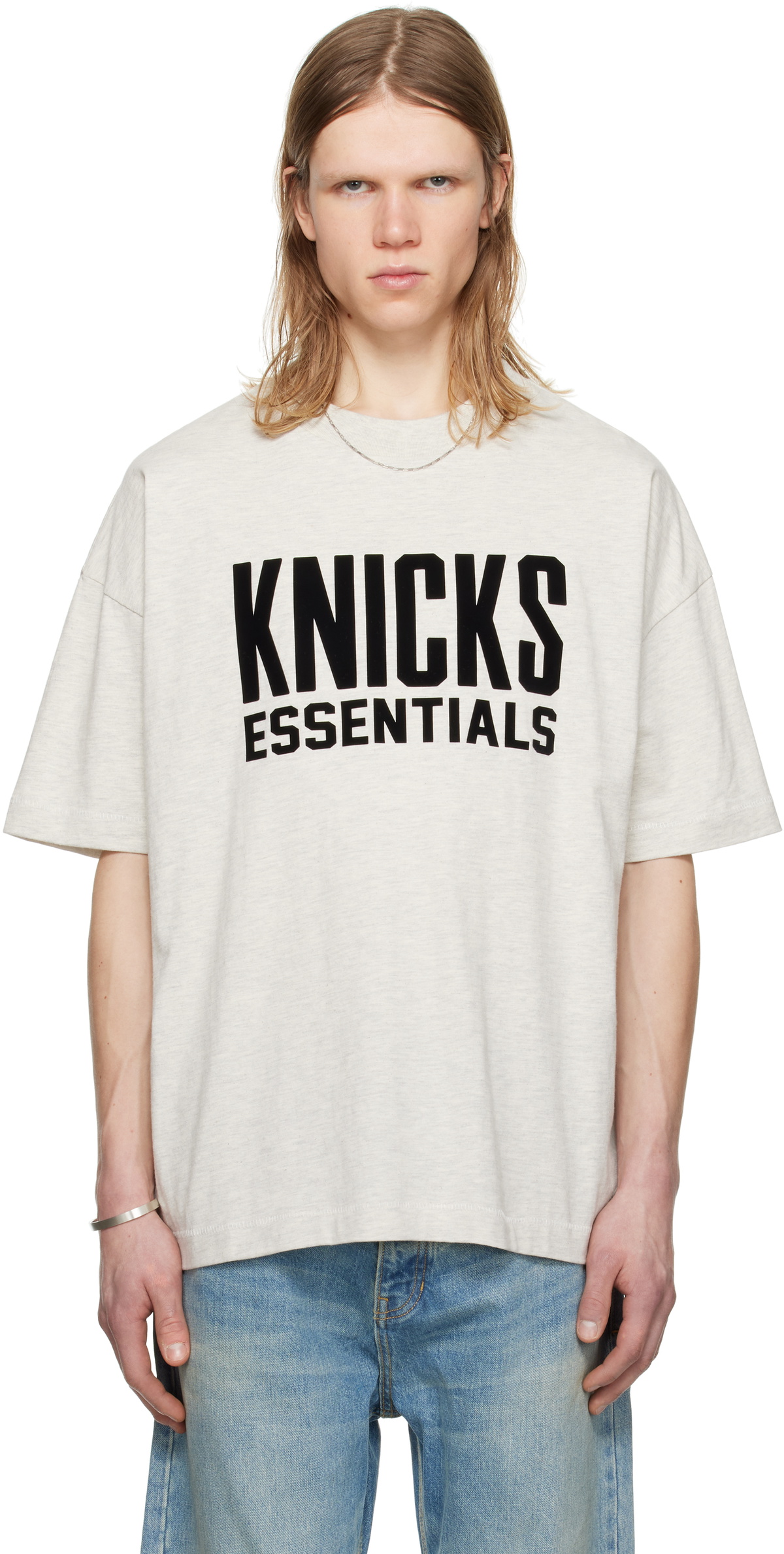 Fear of God ESSENTIALS Gray NBA Knicks Short Sleeve T-shirt Fear Of God ...