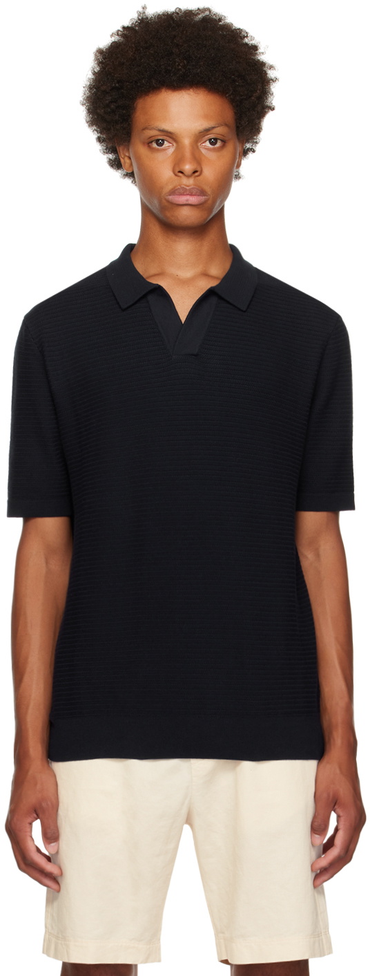 Sunspel Navy Open Placket Polo Sunspel