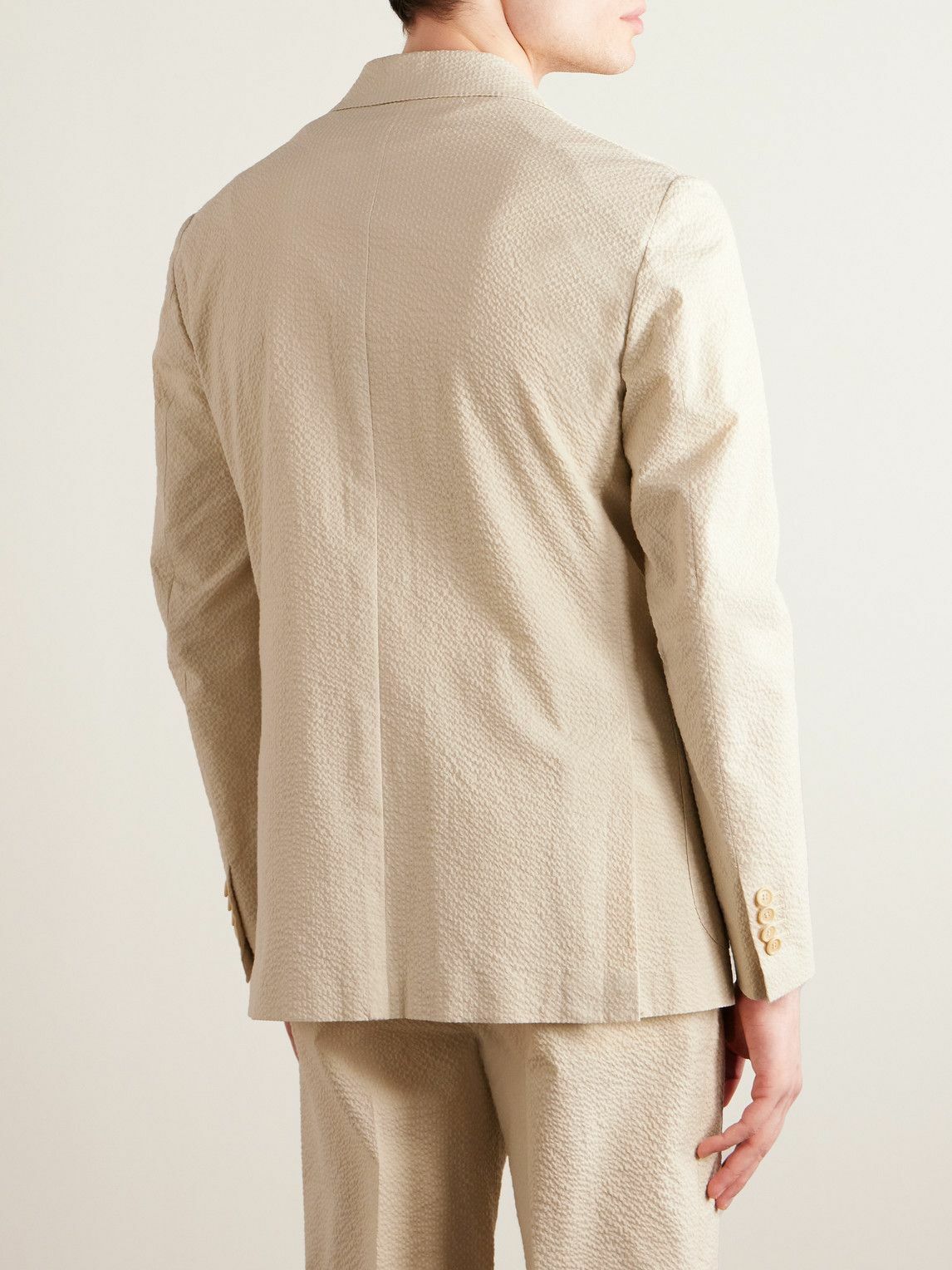De Petrillo - Cotton-Blend Seersucker Suit Jacket - Neutrals De Petrillo