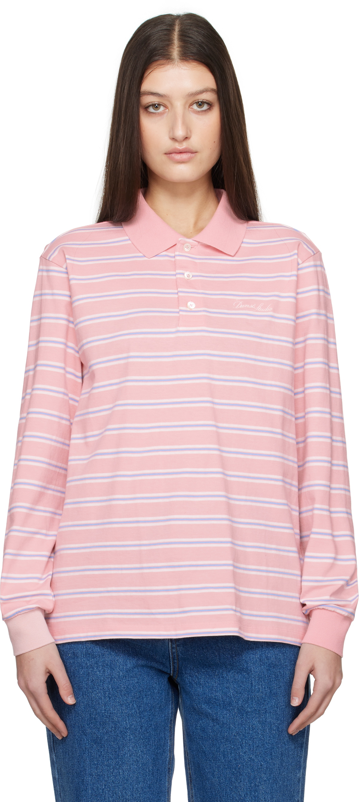 Dunst Pink Multi Stripe Collared Polo Dunst