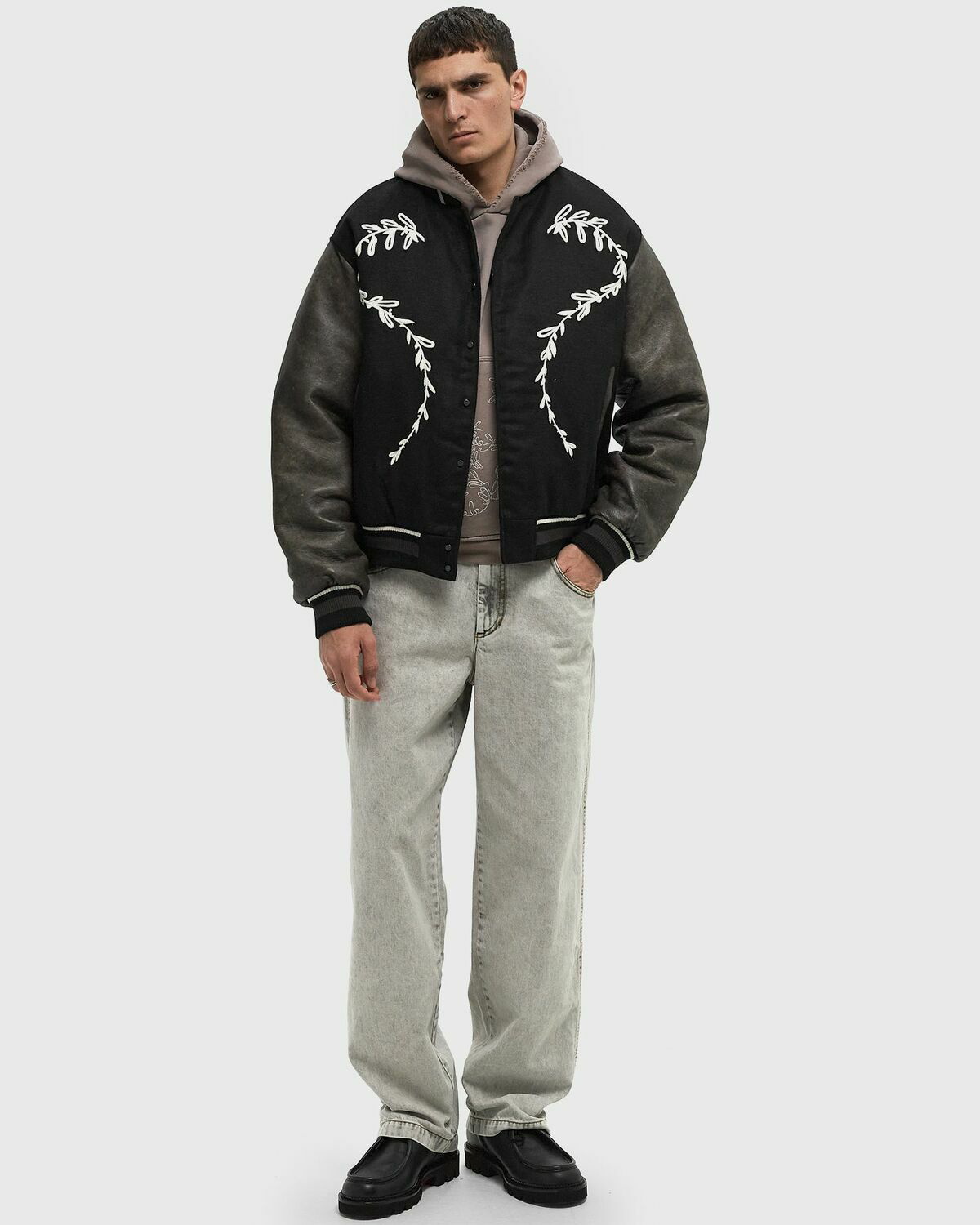 Rough. VINTAGE VARSITY JACKET black/brown Mens Bomber Jackets/College ...