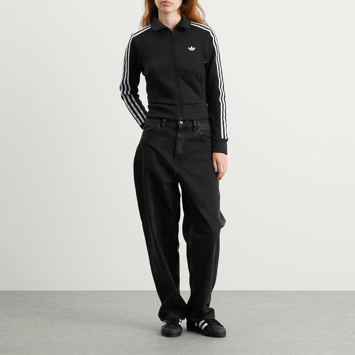 Adidas Women's Firebird Adicolor Knit Track Top in Black/White adidas
