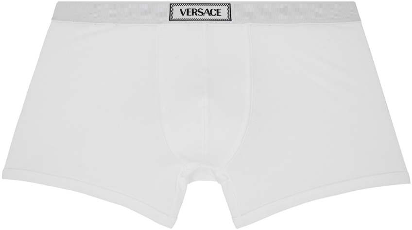 Versace Underwear White '90s Logo Long Boxers Versace Underwear