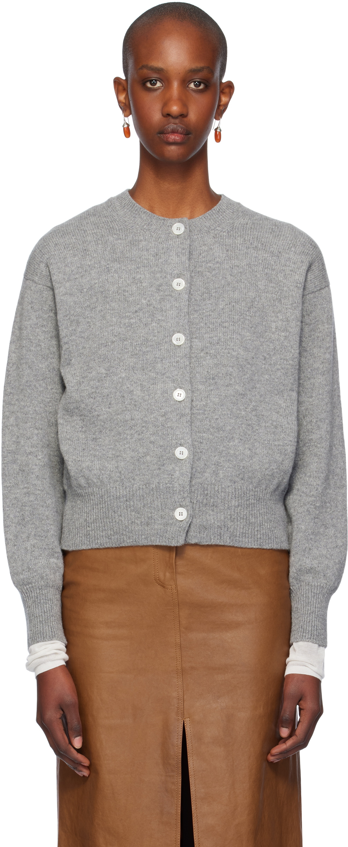 &Daughter Gray Ada Crewneck Cardigan &Daughter