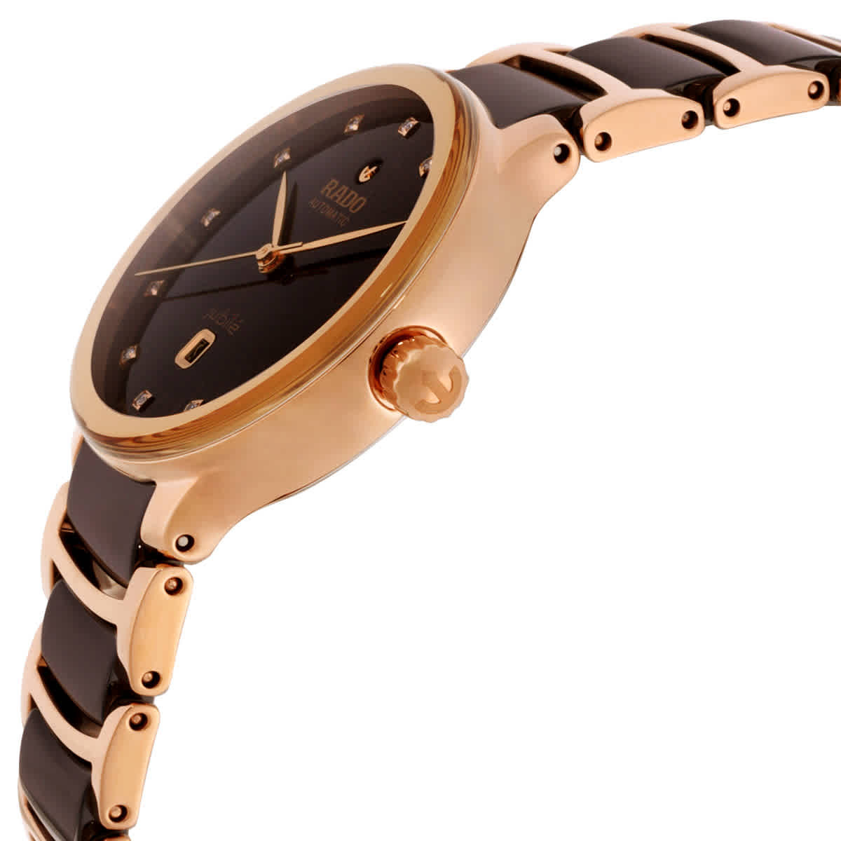 Rado Centrix Automatic Diamond Brown Dial Ladies Watch R30019732 Rado