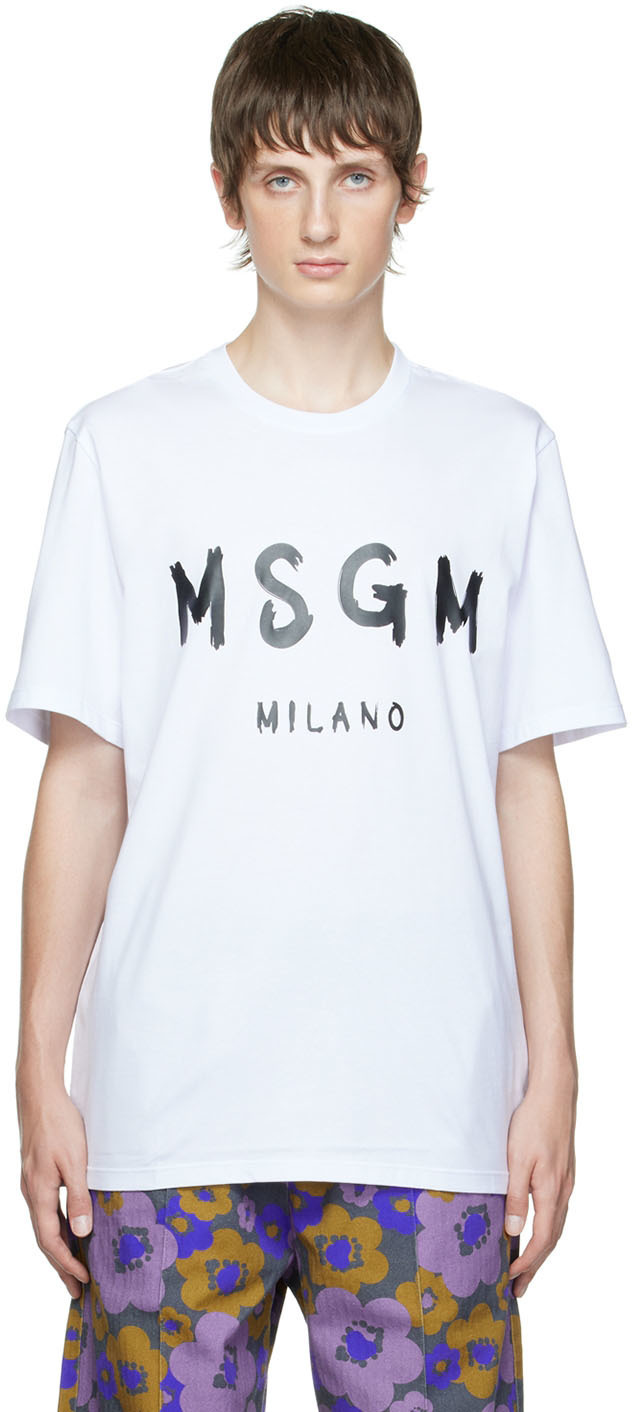MSGM White Printed T-Shirt MSGM