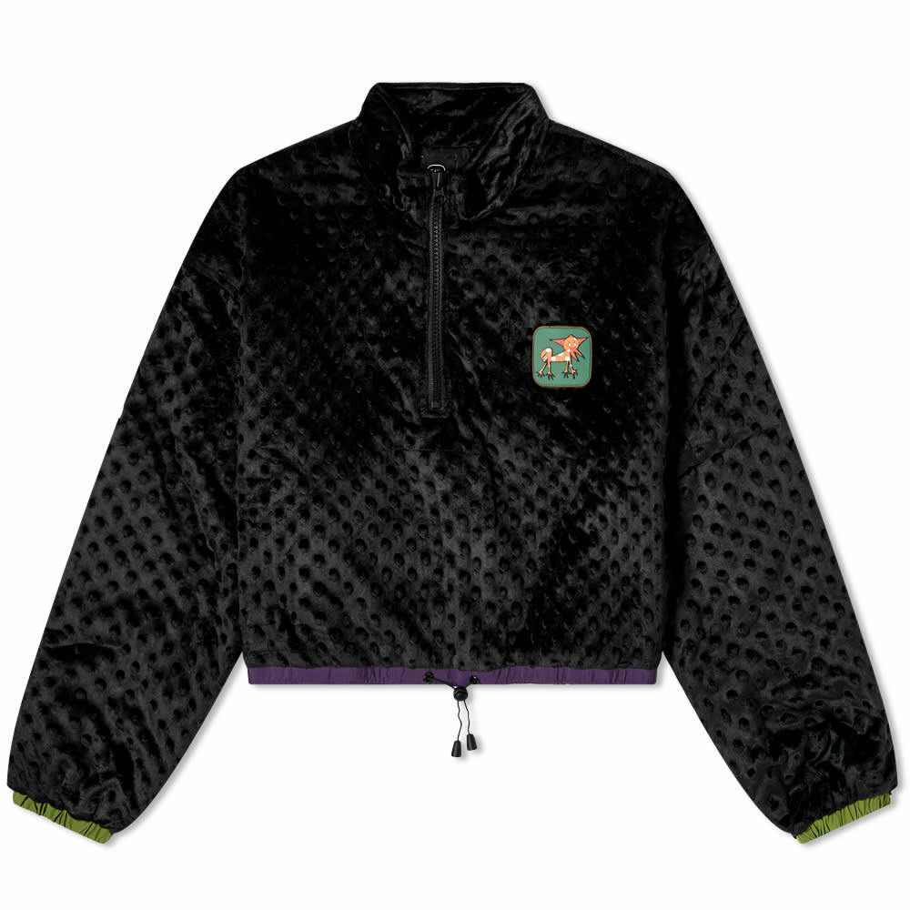 Brain Dead Women's Bubble Fur Mock Neck Fleece Jacket in Black Brain Dead