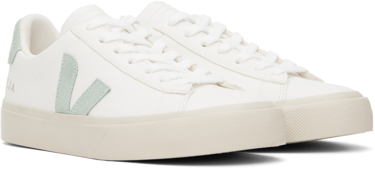 VEJA White & Green Campo Leather Sneakers VEJA