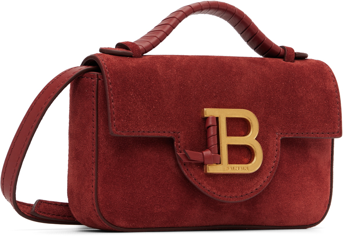 Balmain Burgundy Suede B-Buzz 17 Mini Bag Balmain