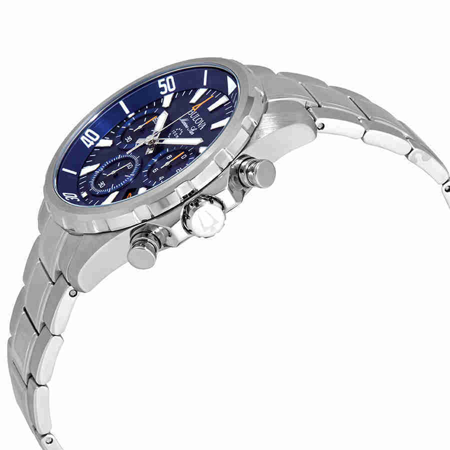 Bulova Marine Star Chronograph Blue Dial Mens Watch 96B256 Bulova