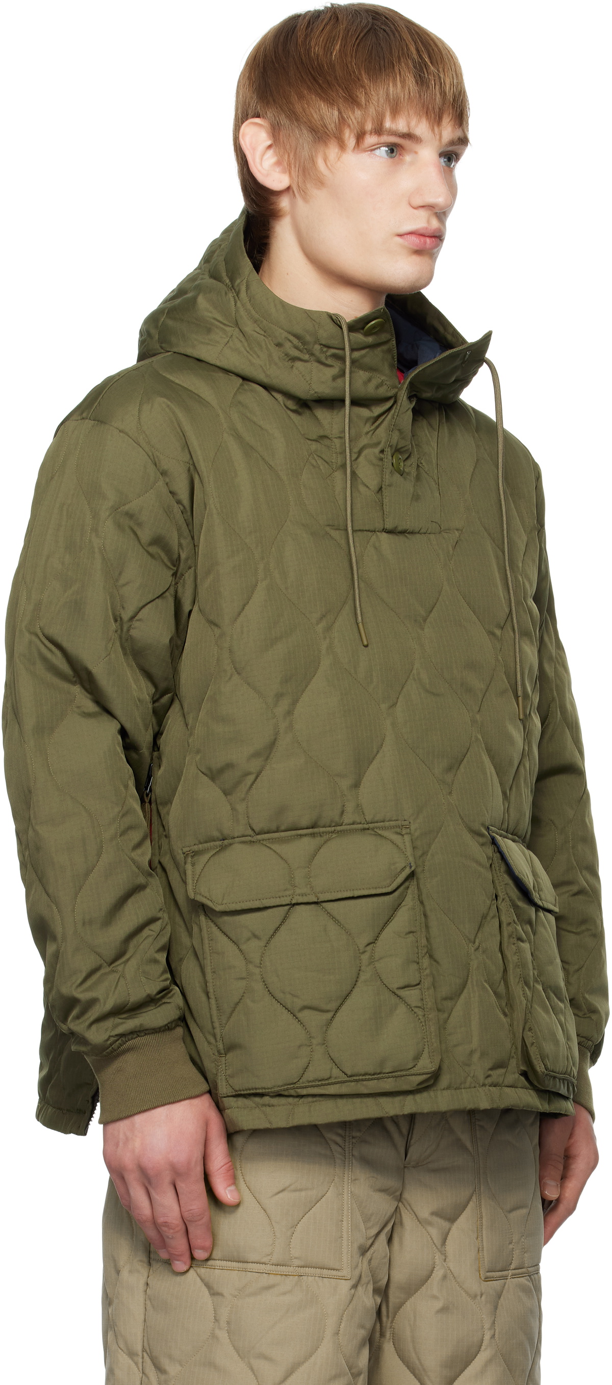 TAION Khaki Military Pullover Down Jacket Taion Extra