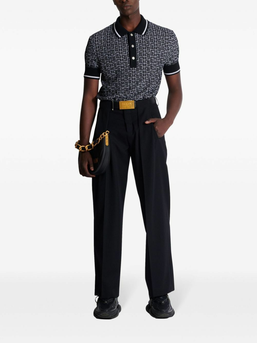 Balmain Labyrinth-Intarsia Polo Shirt Balmain