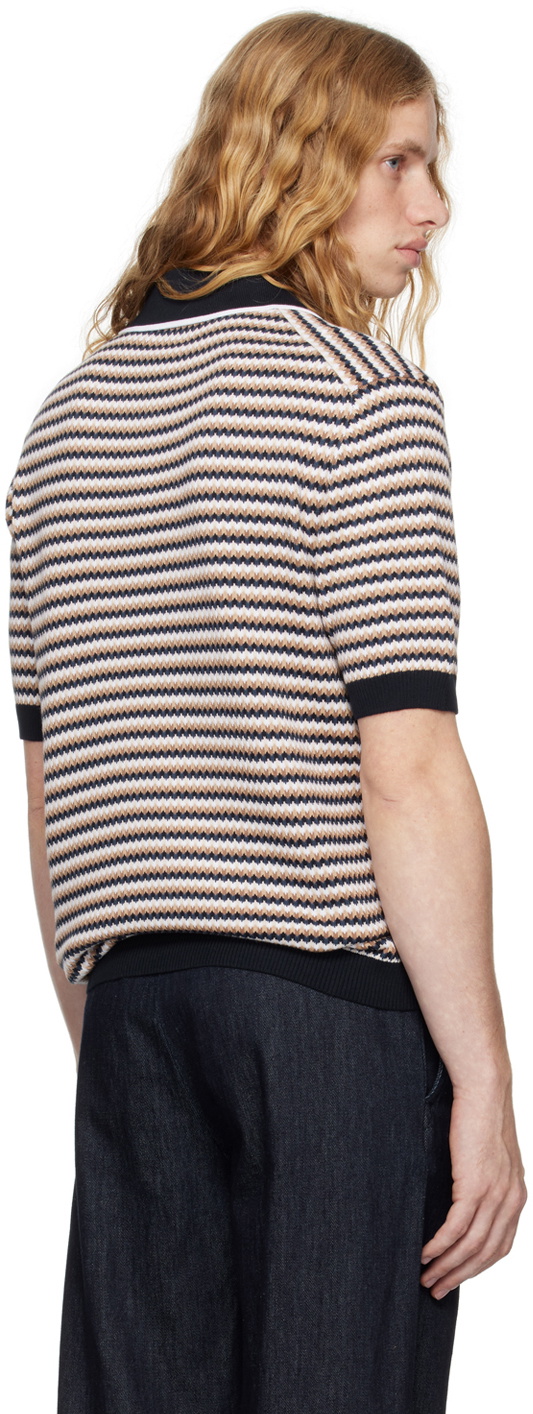 Missoni Beige & Blue Zig Zag Polo Missoni