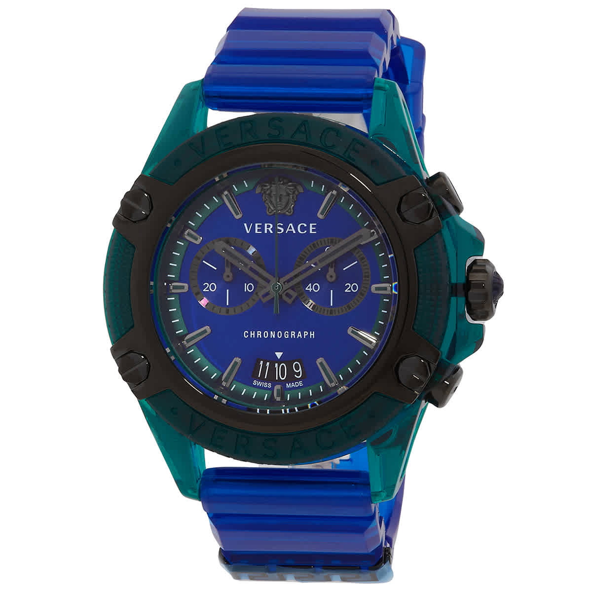 Versace Icon Active Chronograph Quartz Blue Dial Mens Watch VEZ701122 ...