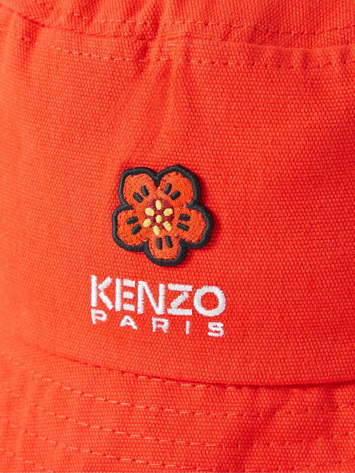 KENZO - Appliquéd Logo-Embroidered Cotton-Canvas Bucket Hat - Orange Kenzo