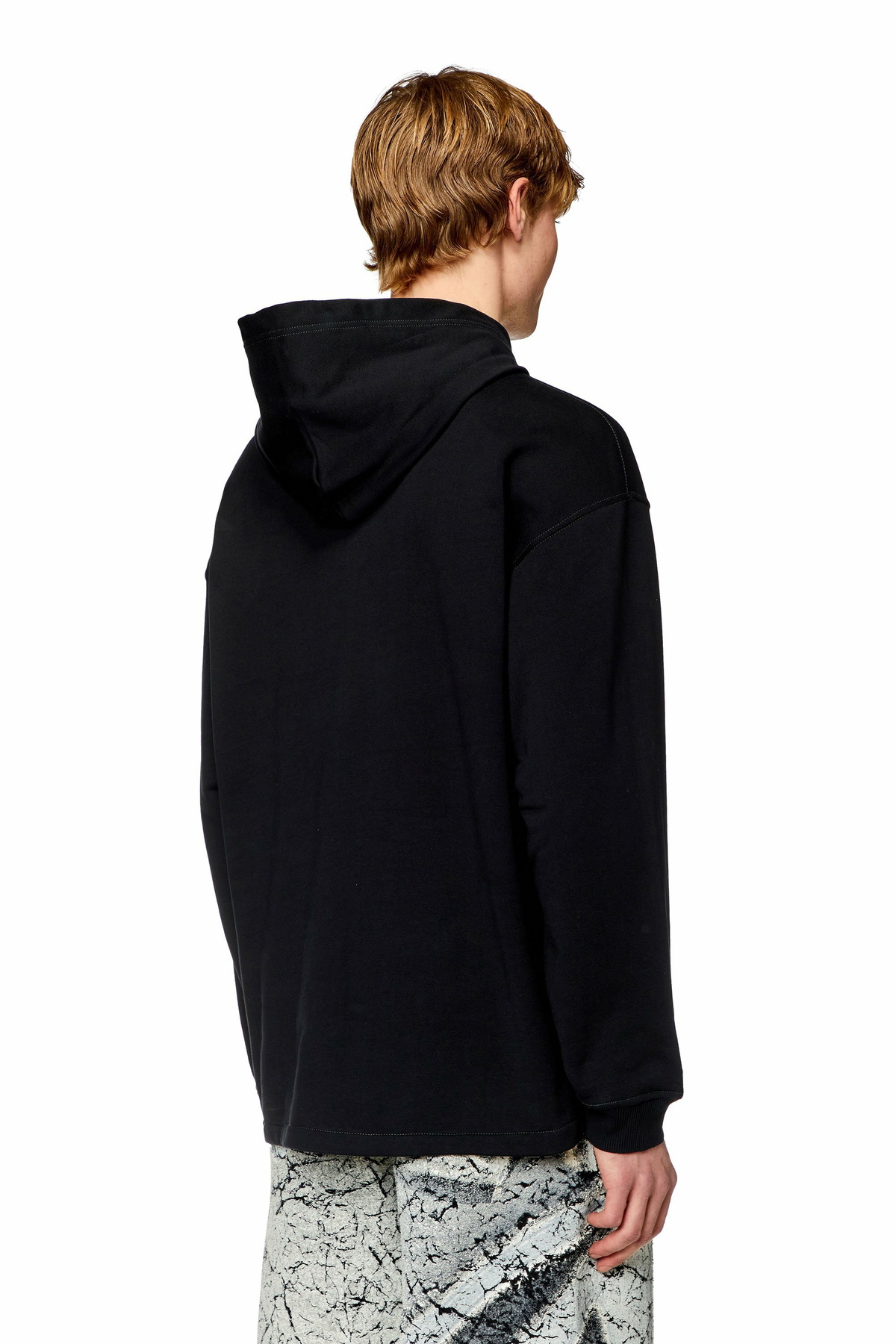 Diesel Hoodie with layered logos - Sweaters Mens in Black Diesel