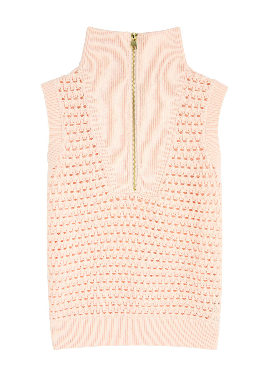 Varley Bains Open-knit Cotton Vest Light Pink Varley