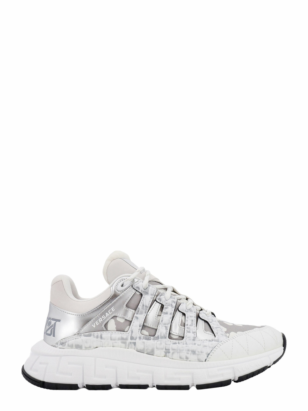 Versace Two-tone Fabric And Leather Trigreca Sneakers Versace