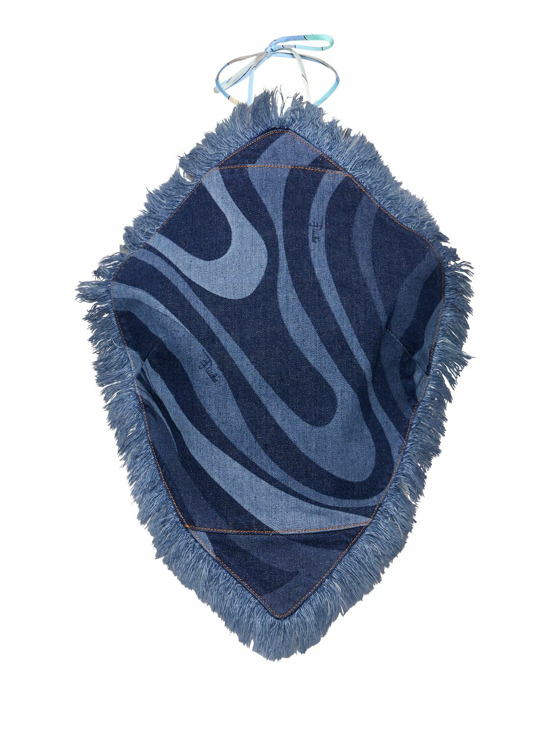 PUCCI Marmo Print Stretch Denim Halter Top Emilio Pucci