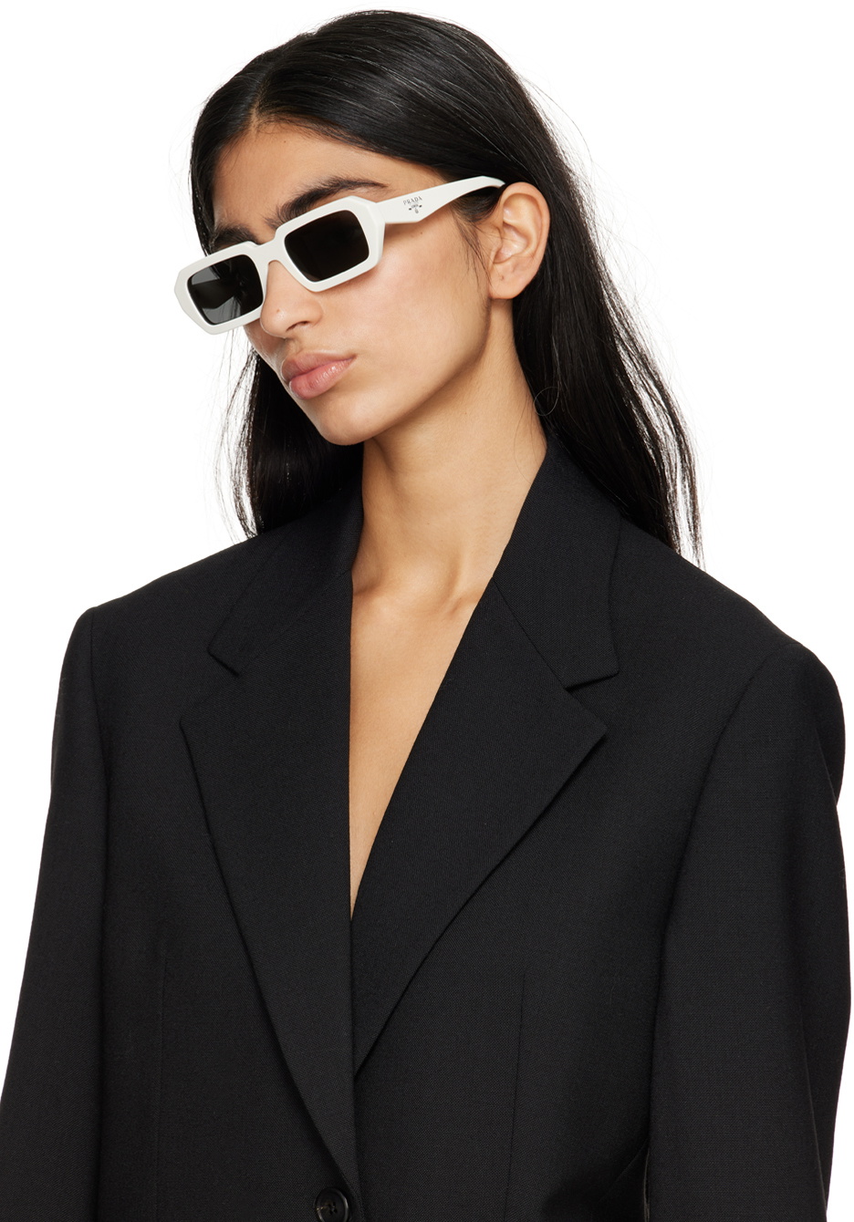 Prada Eyewear White Rectangular Sunglasses Prada