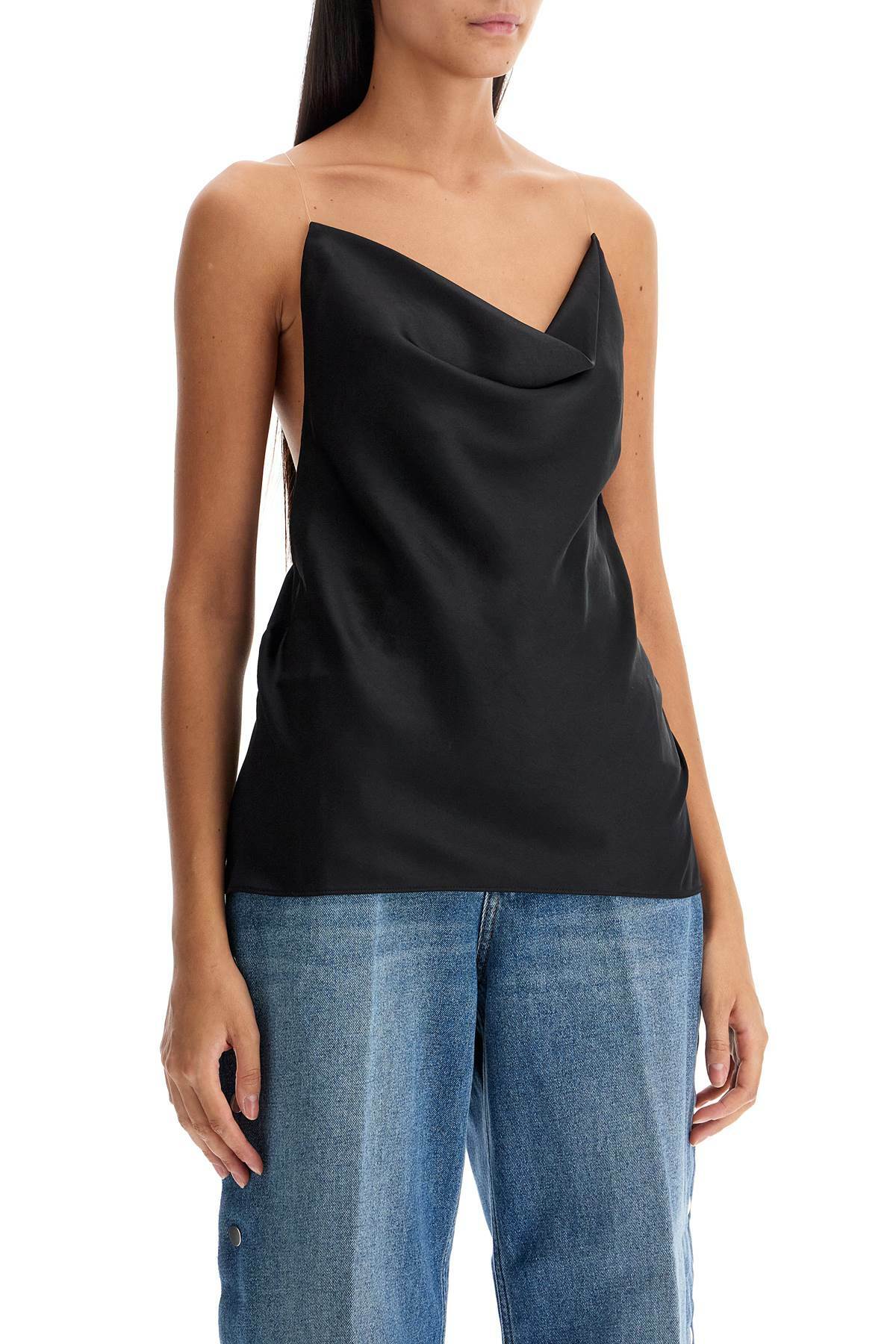 Y PROJECT satin top with draped neckline and low Black Y/Project