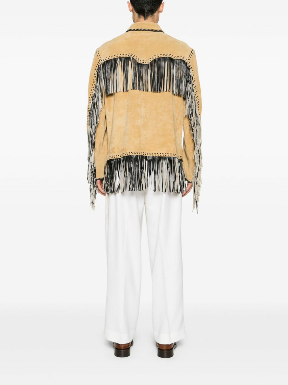 BODE Brown Fringed Leather Jacket Bode