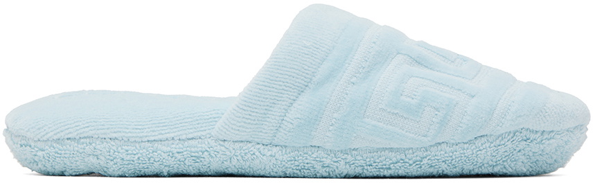 Versace Underwear Blue Greca Slippers Versace Underwear