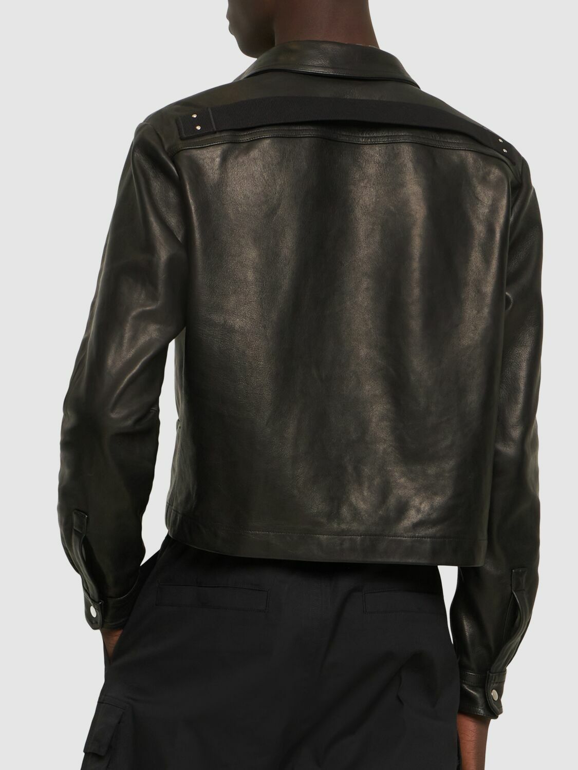 RICK OWENS - Alice Strobe Leather Overshirt Rick Owens