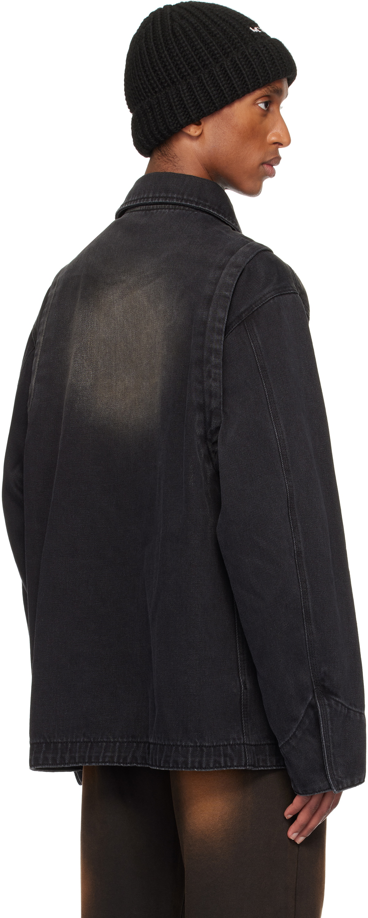 We11done Black Classic Washed Denim Jacket We11done