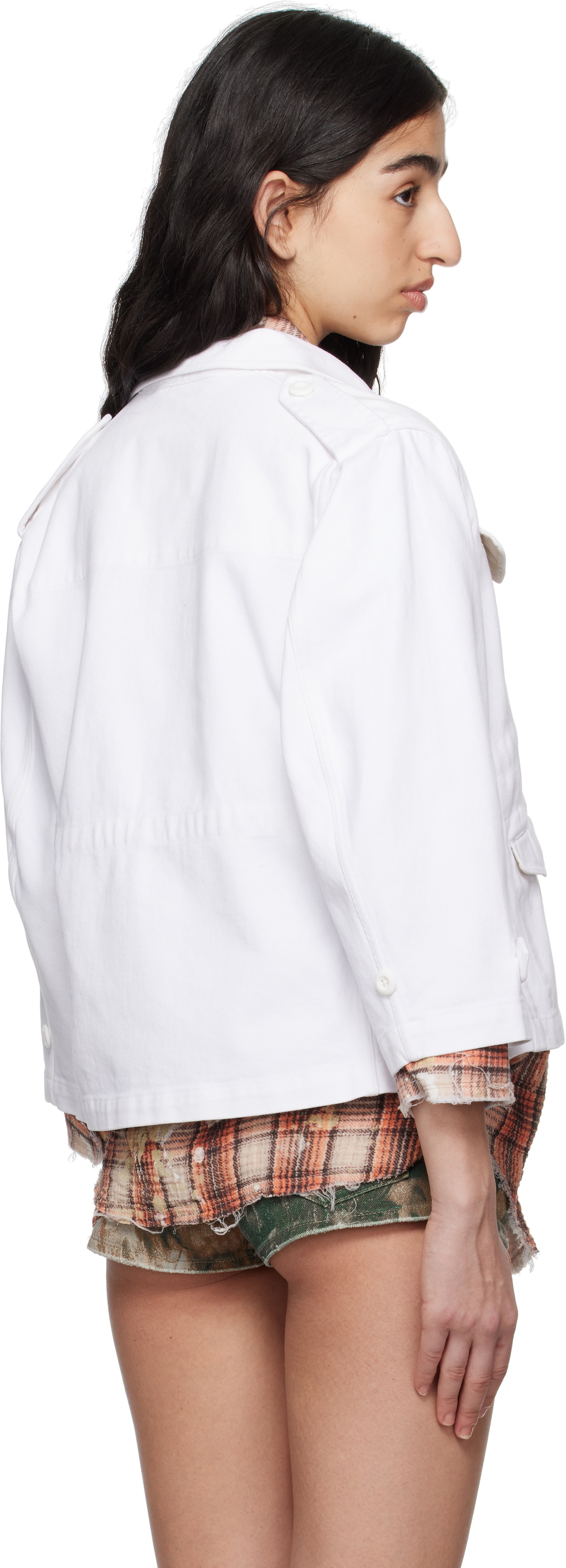 R13 White Boxy Army Denim Jacket R13