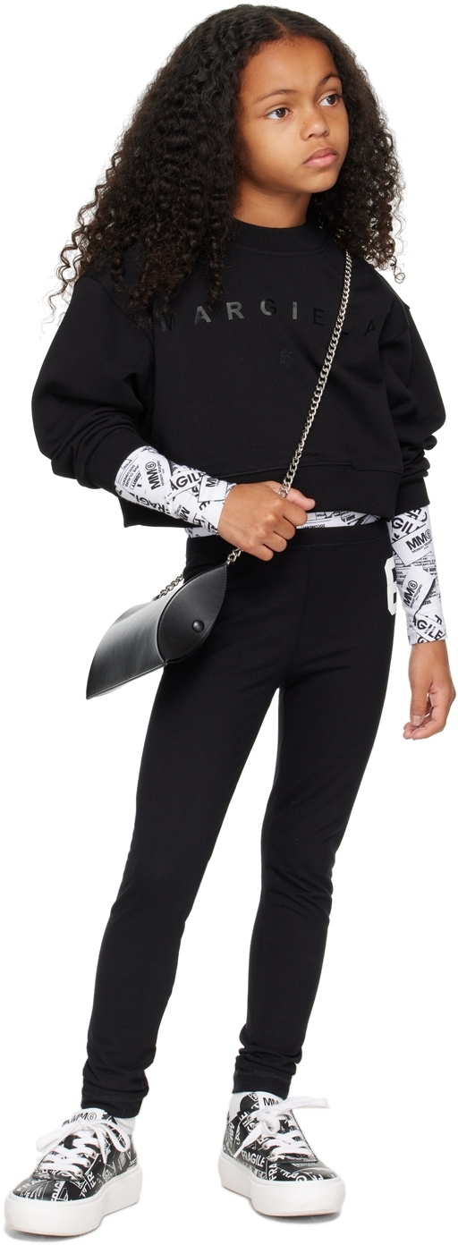 MM6 Maison Margiela Kids Black Logo Leggings MM6 Maison Margiela