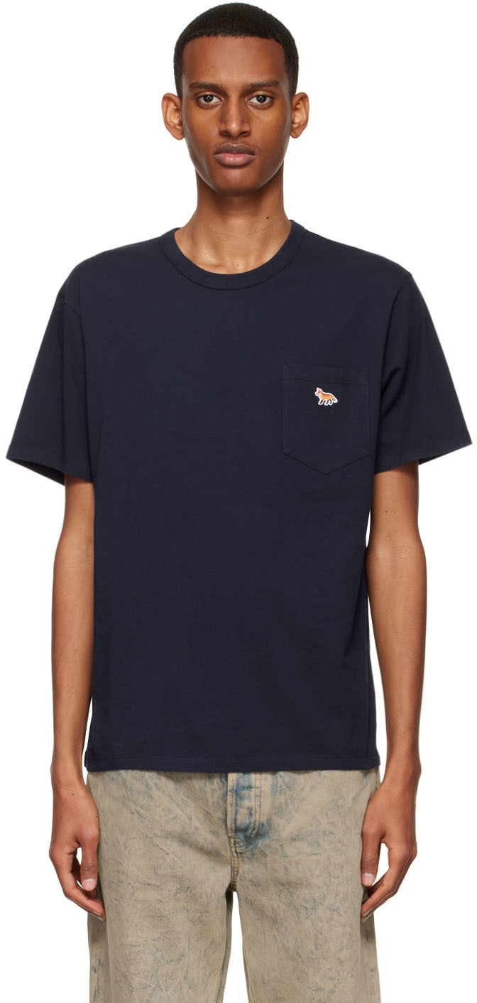 Maison Kitsuné Navy Tricolor Fox T-Shirt Maison Kitsune
