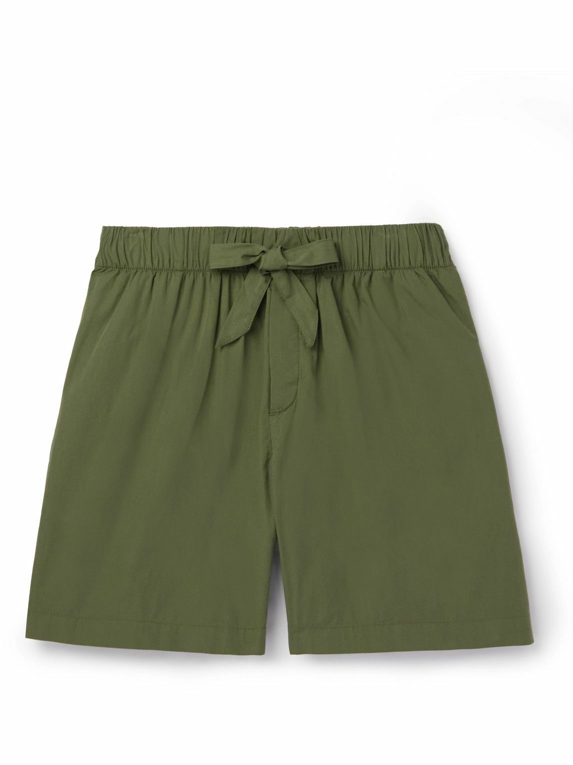 TEKLA - Organic Cotton-Poplin Pyjama Shorts - Green Tekla Fabrics
