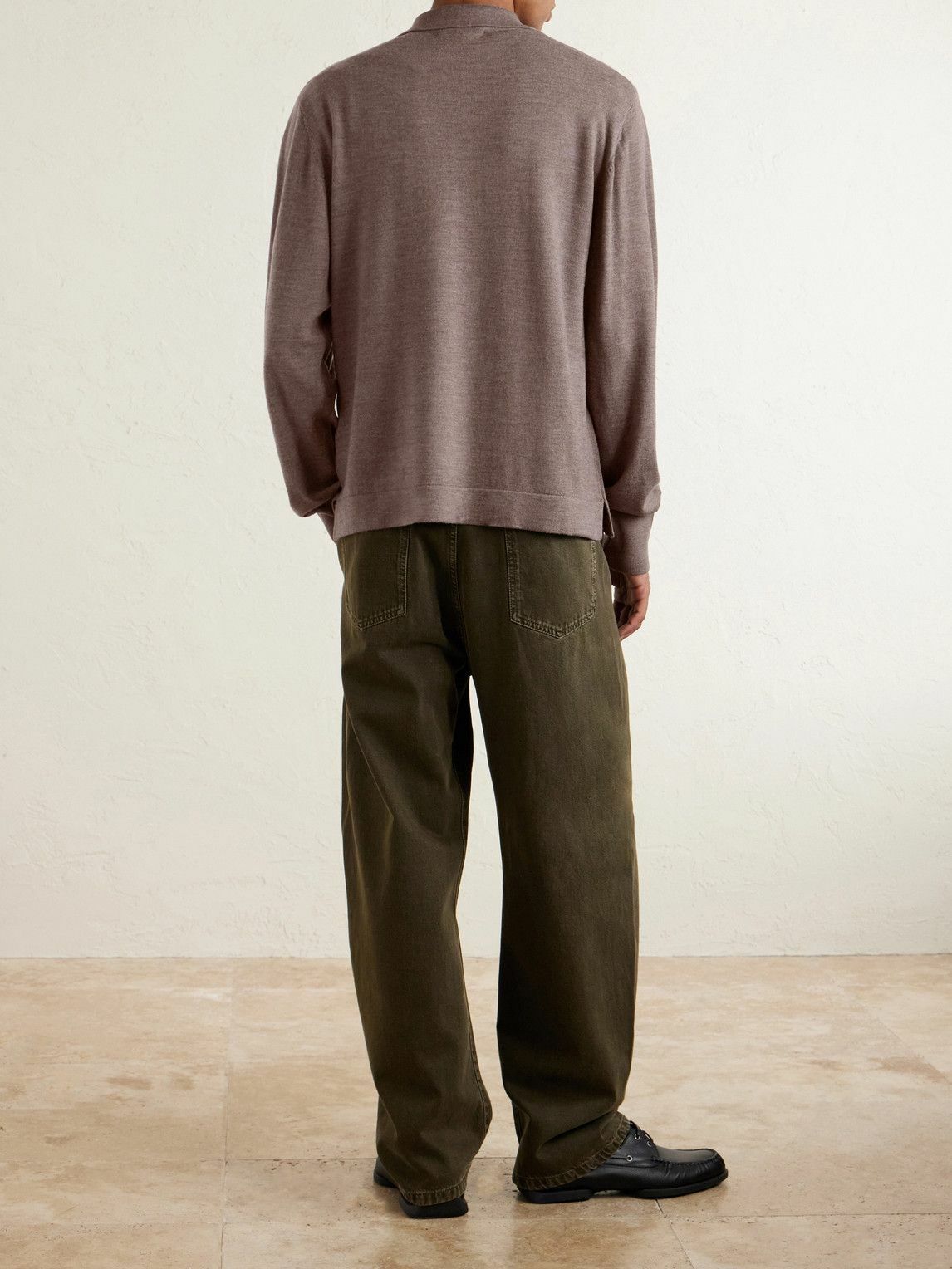 Officine Générale - Bene Merino Wool Half-Zip Polo Shirt - Brown ...