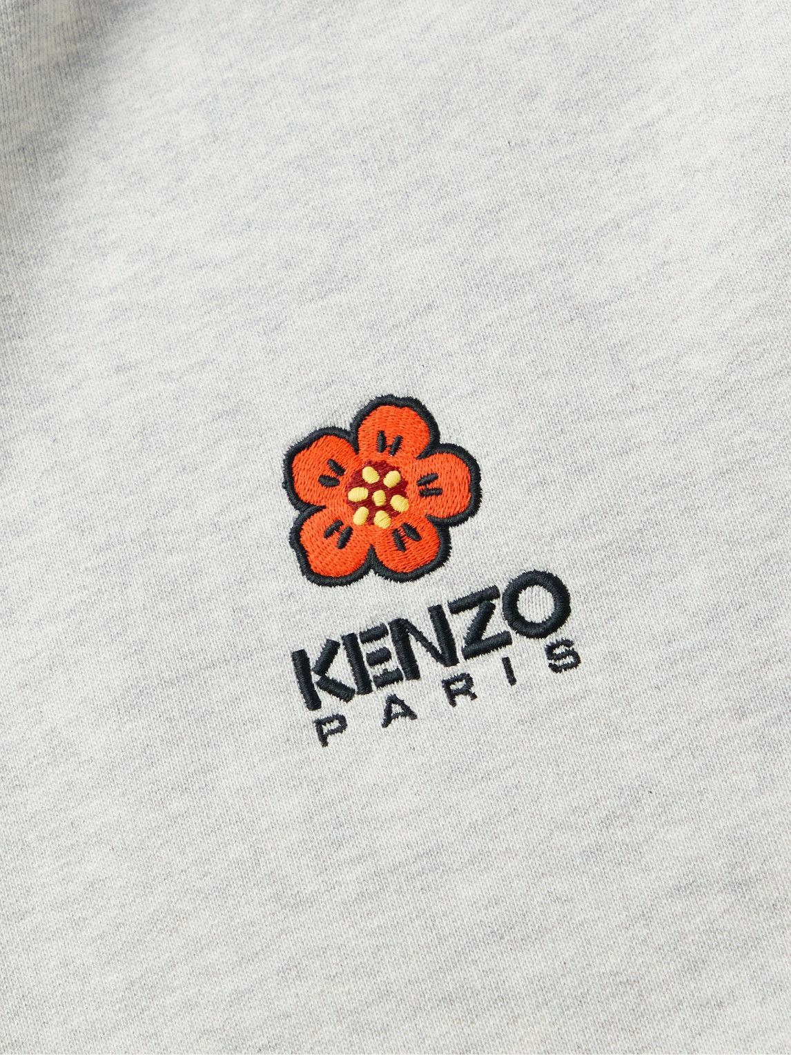 KENZO - Logo-Embroidered Cotton-Jersey Hoodie - Gray Kenzo