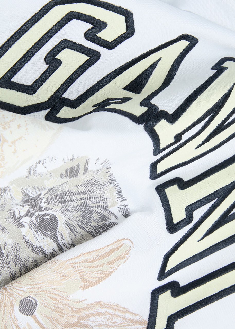 Ganni Animals Logo-embroidered Cotton T-shirt White GANNI