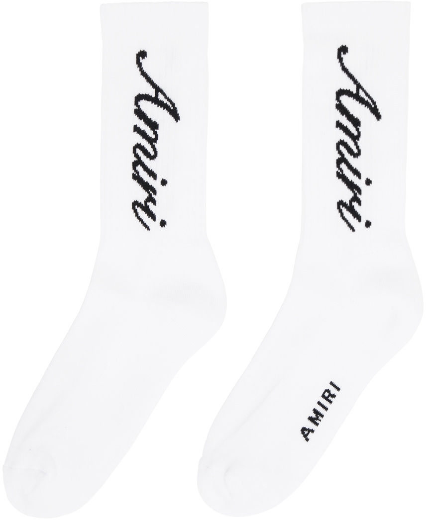 AMIRI White & Black Script Socks Amiri
